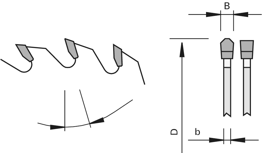 LEUCO - NF-Thin-Kerf-Chop Saw Blades HW - positive hook angle "TR-F"